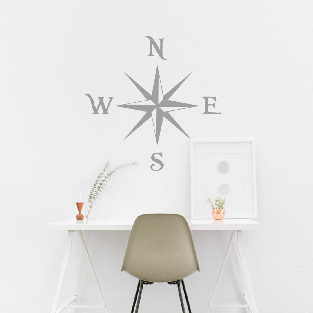 Compass Decal - Nautical Wall Decal - Compass Rose Wall Decal ...