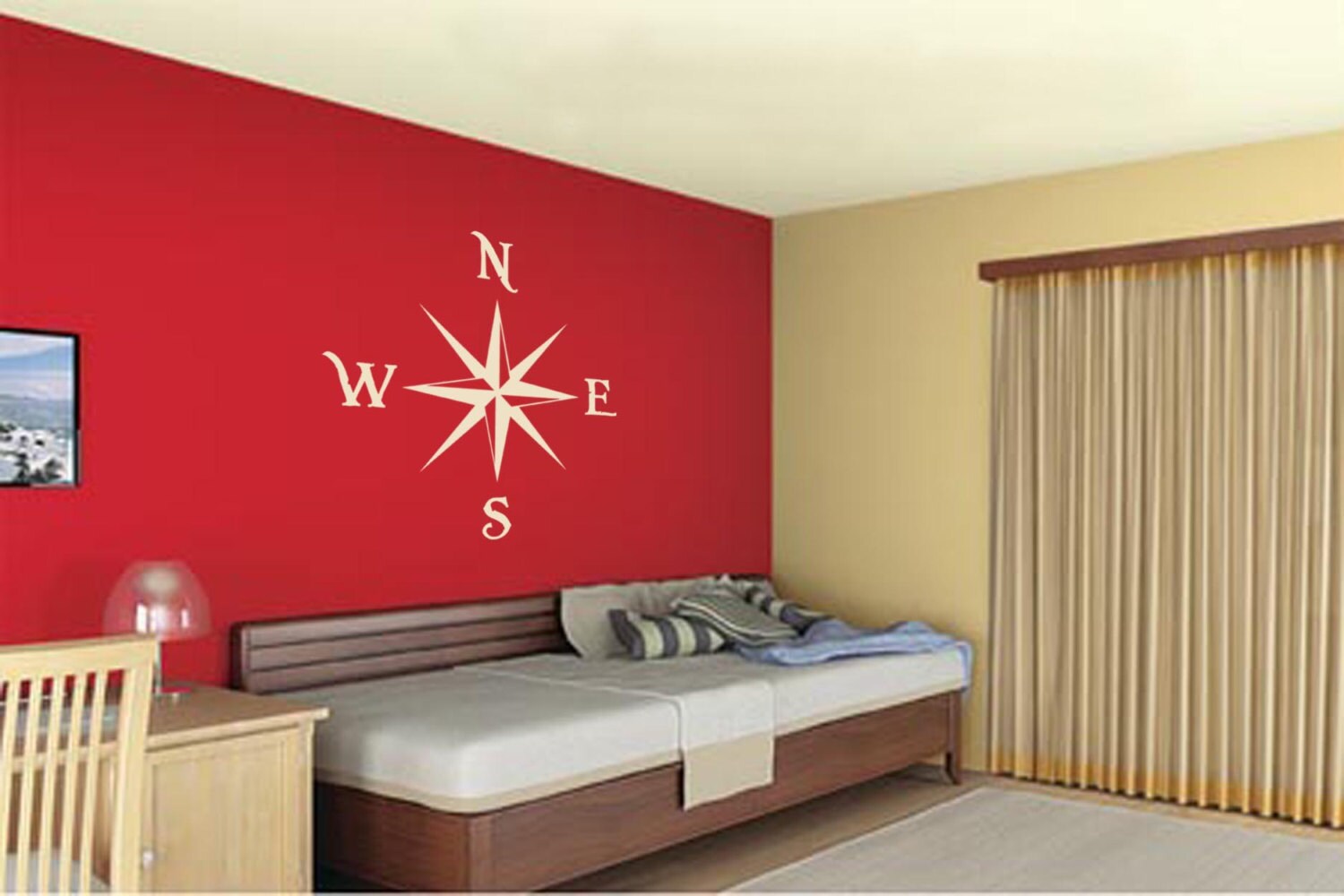 Compass Decal Nautical Wall Decal Compass Rose Wall Decal | Etsy