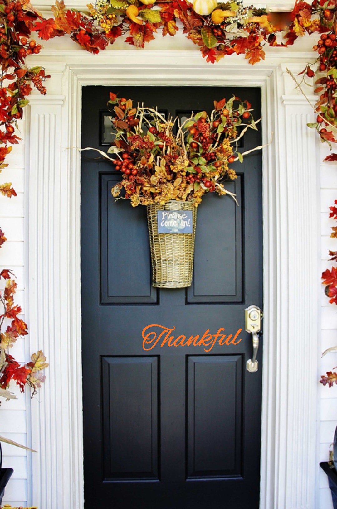 Temporary Fall Vinyl Decal Decor - Autumn Front Door Vinyl - Thankful ...