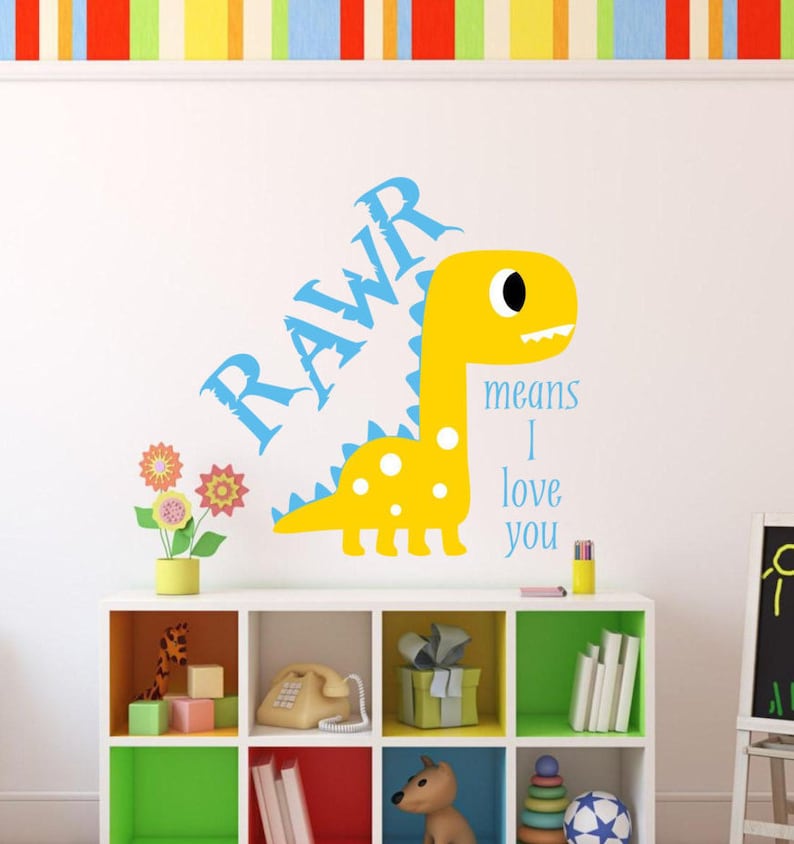 Rawr Means I Love You in Dinosaur Dinosaur Wall Decal - Etsy