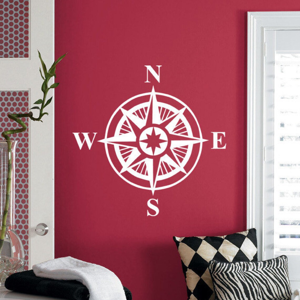 Compass Rose Wall Decal Art Decor Sticker Vinyl Nautical - Etsy