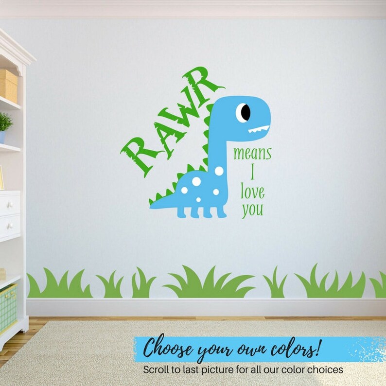 Rawr Means I Love You in Dinosaur Dinosaur Wall Decal - Etsy