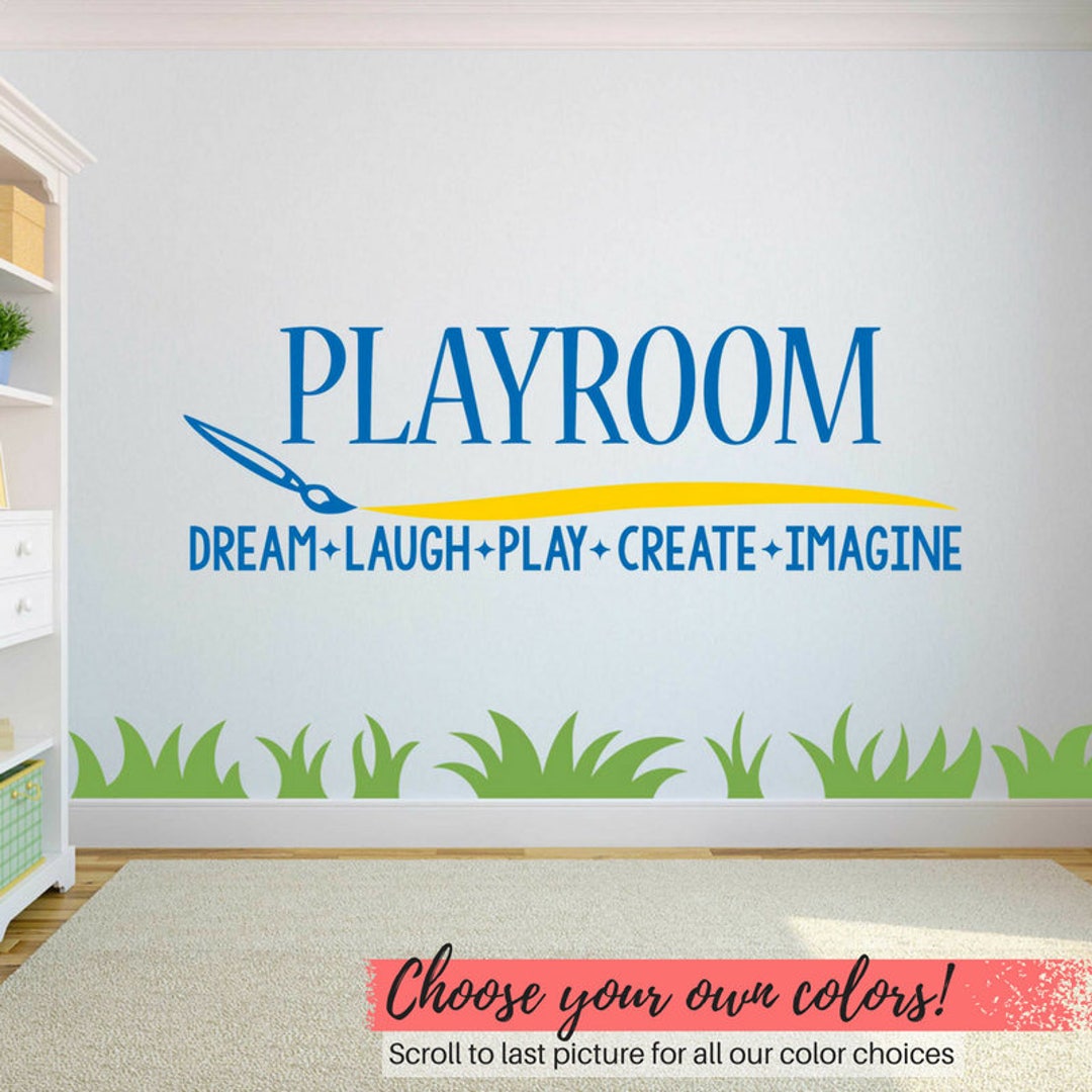 Playroom Decal - Play Room Decal - Playroom Sign - Paint Brush ...