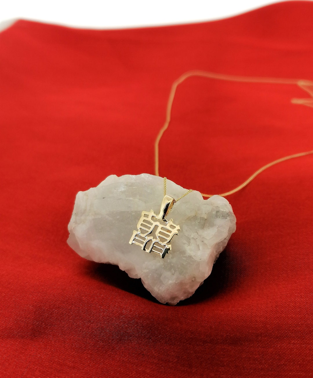 Solid 9ct Yellow Gold Chinese Character Double Happiness Symbol Pendant ...