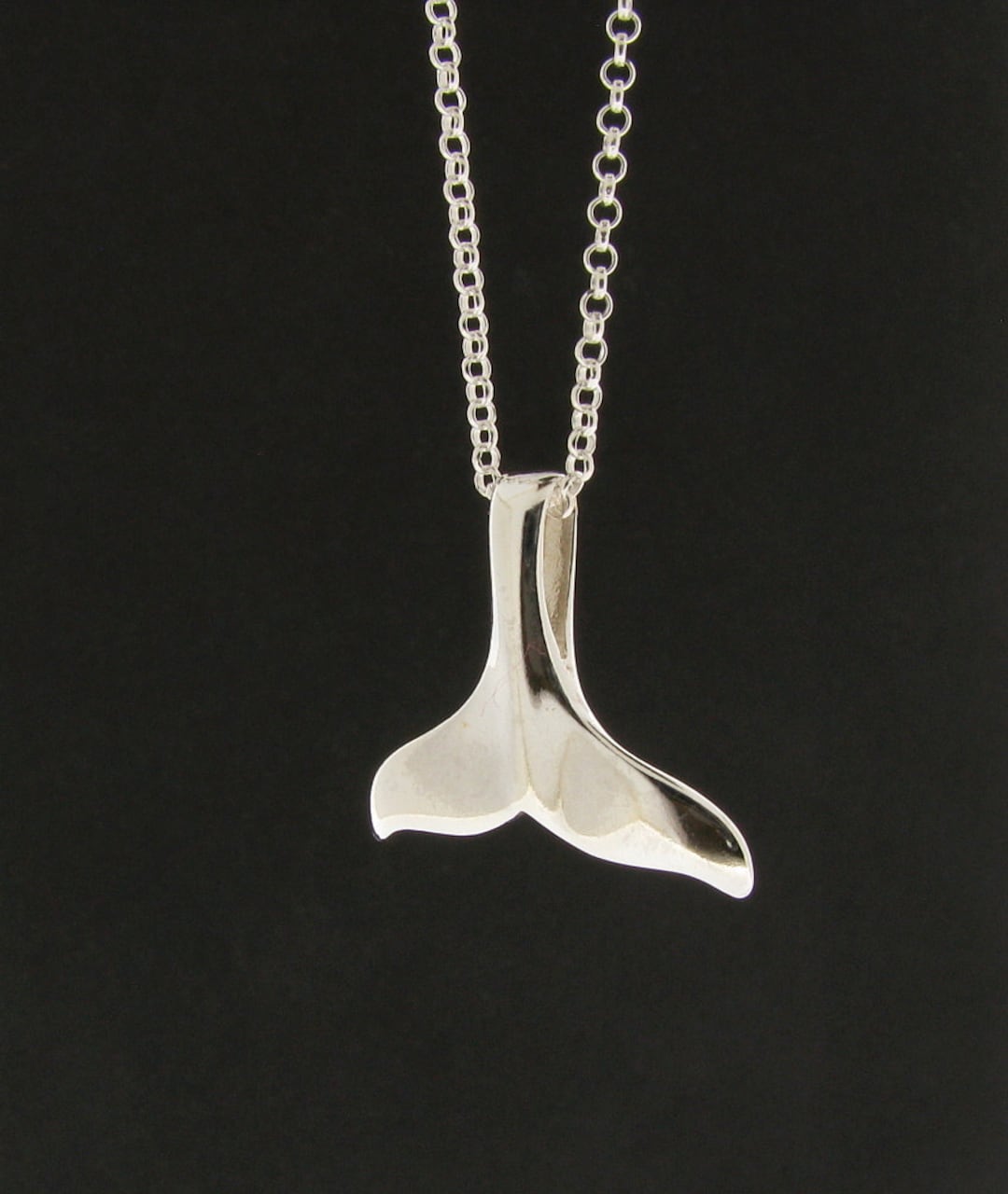 Whale Tail Pendant Sterling Silver With 18" Silver Chain Necklace ...