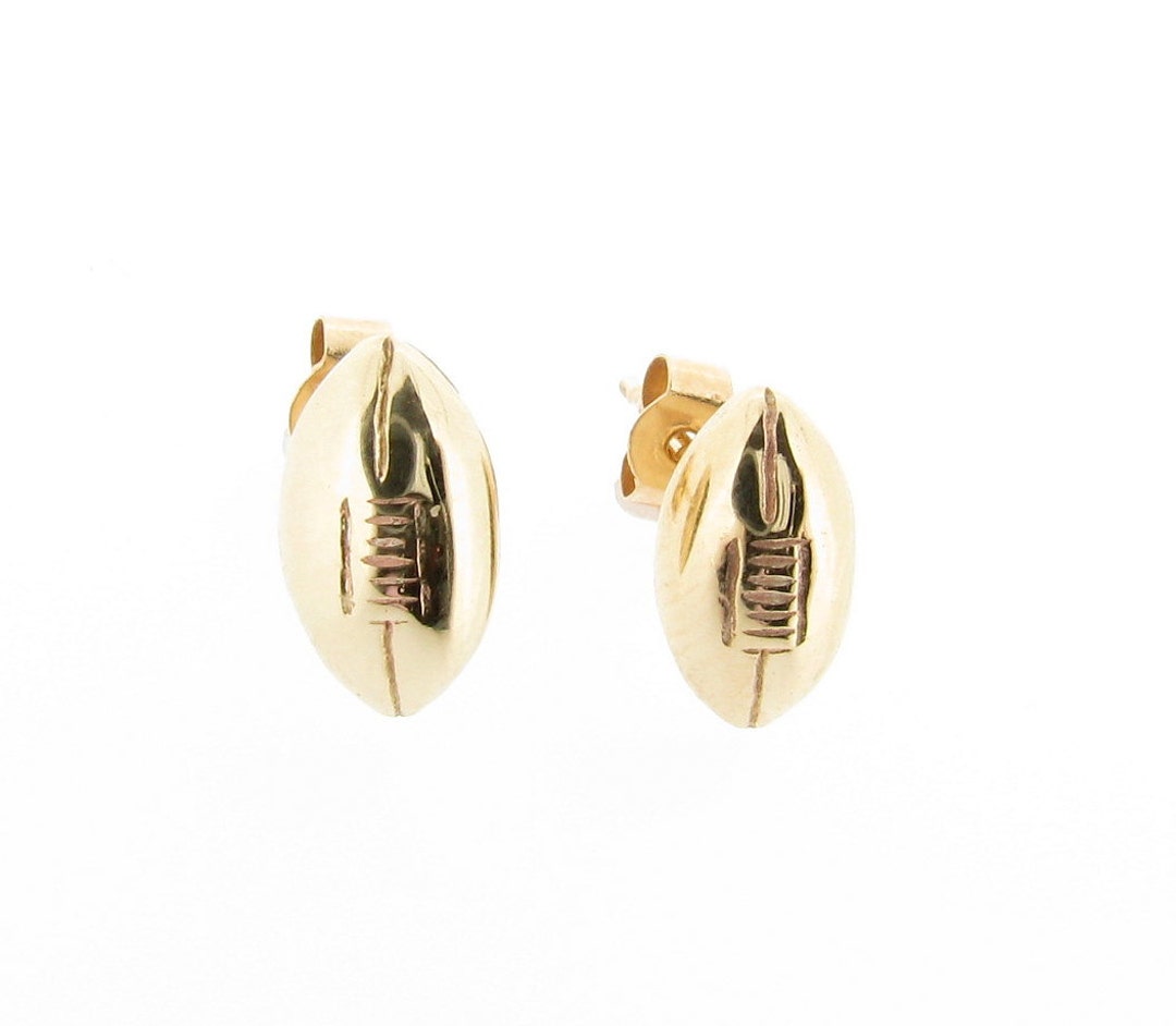Solid 9ct Yellow Gold Rugby Ball Stud Earrings, Rugby Fan Jewellery ...