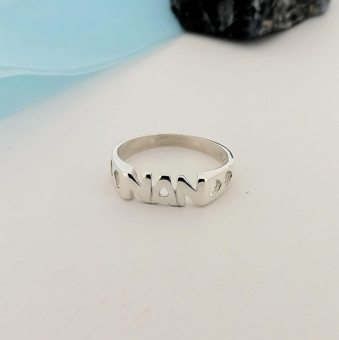 Solid Sterling Silver Nan Signet Ring With Hearts, Nanna Birthday ...