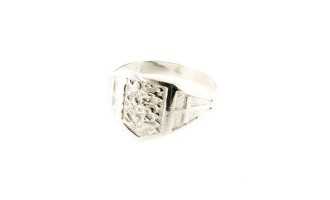 Three Lions England Ring, Solid Sterling Silver, 3 Lions Crest Shield ...