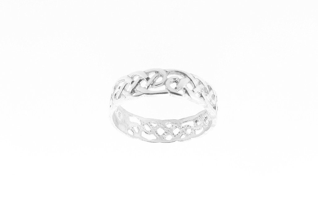 Sterling Silver Celtic Infinity Knot Band Ring, Intricate Braided Knot ...