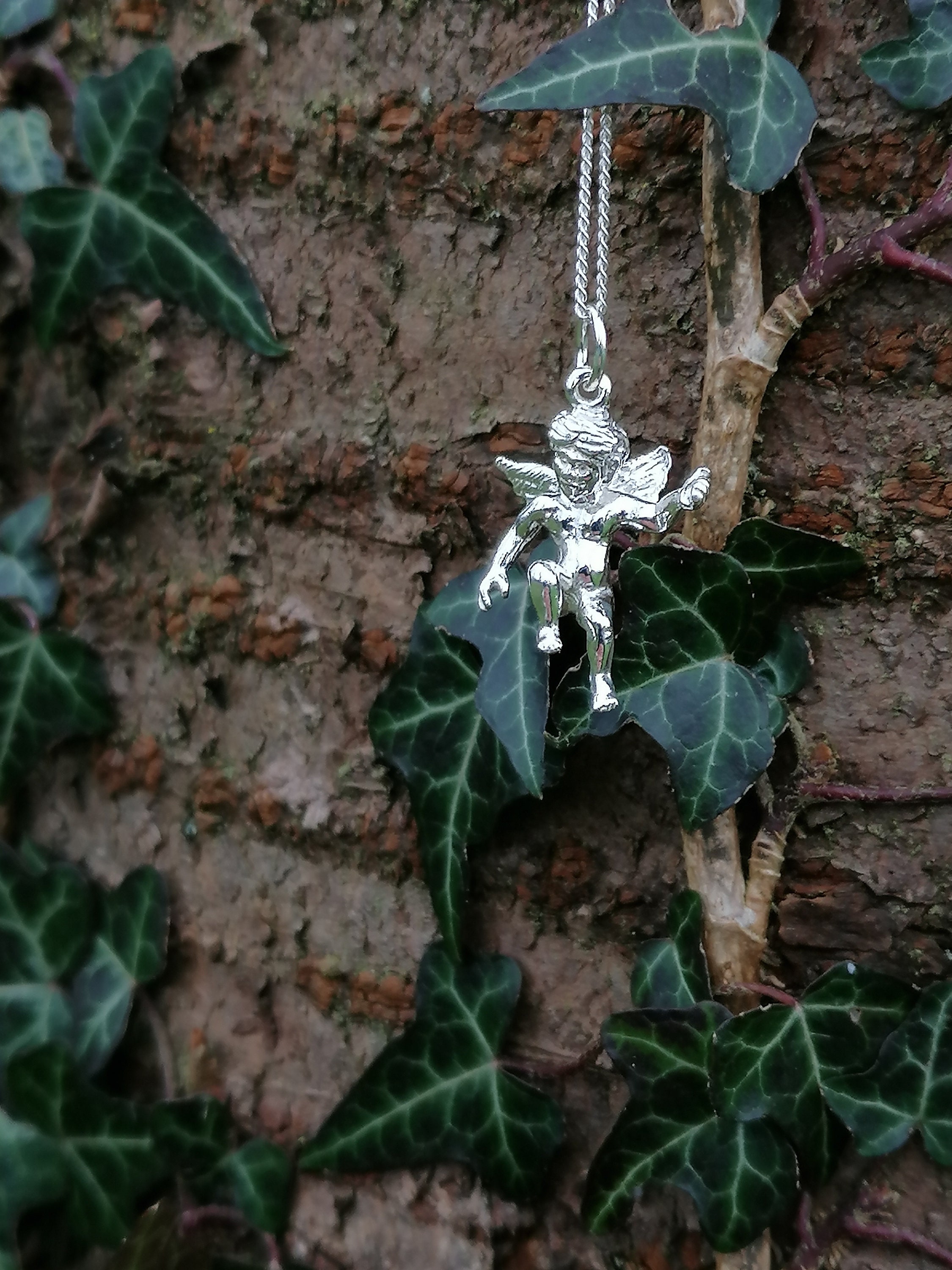 Cherub Angel Pendant Sterling Silver With 18" Chain Necklace, Ladies ...