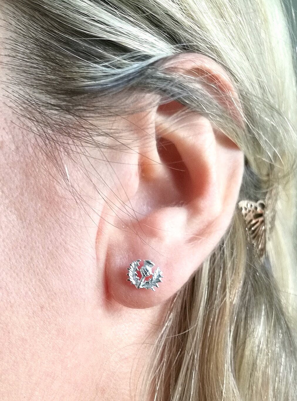 Sterling Silver Scottish Thistle Design Stud Earrings Ladies - Etsy