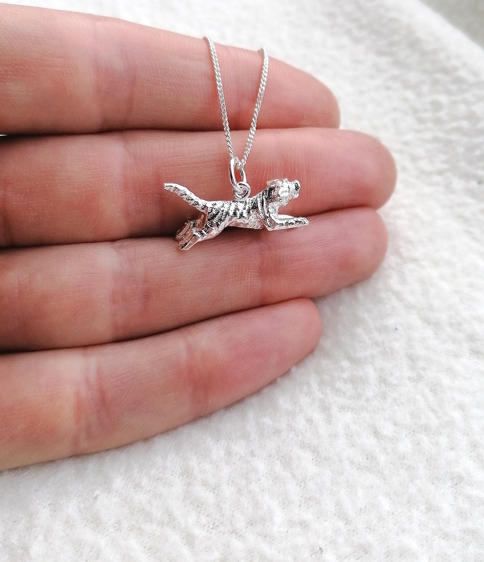 Tiger Pendant Sterling Silver With 18 Silver Chain - Etsy UK