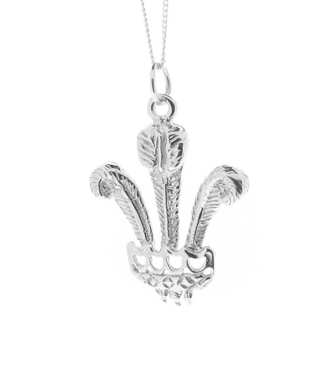 Sterling Silver Welsh Prince of Wales Feathers Pendant & Chain Necklace ...