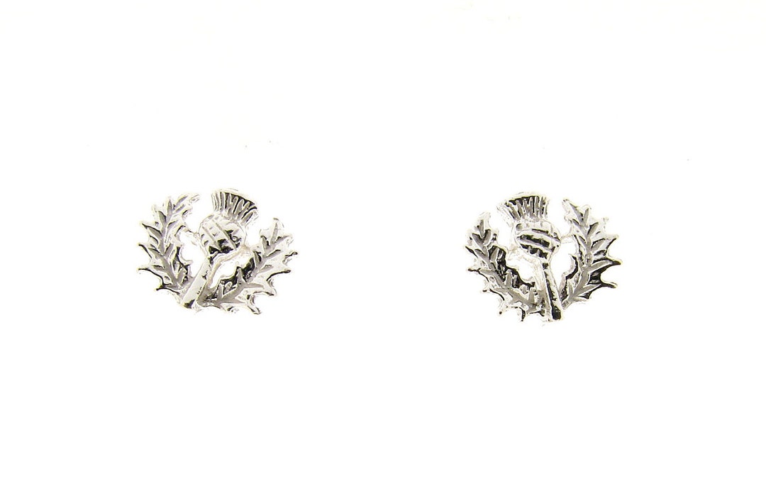 Sterling Silver Scottish Thistle Design Stud Earrings, Ladies Thistle ...