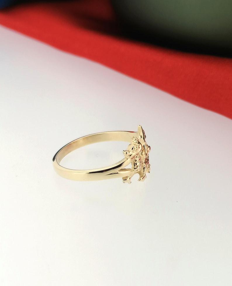 Solid 9ct Yellow Gold Welsh Dragon Ring, National Symbol of Wales, Men ...