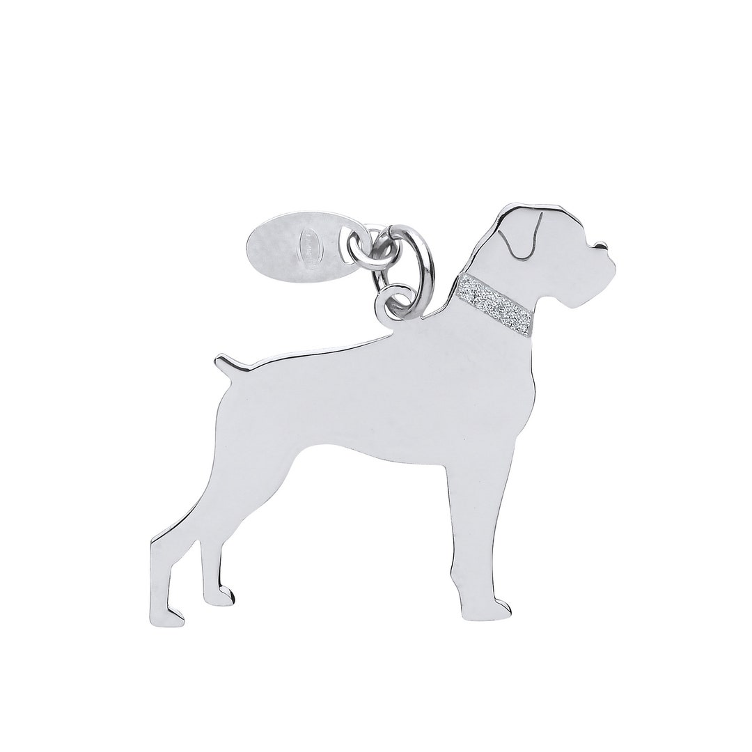 Boxer Dog Silhouette Pendant Solid Sterling Silver With 18" Silver ...