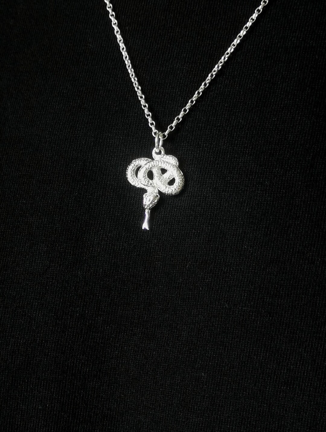 Men's Coiled Snake Sterling Silver Pendant Necklace, Symbol of ...
