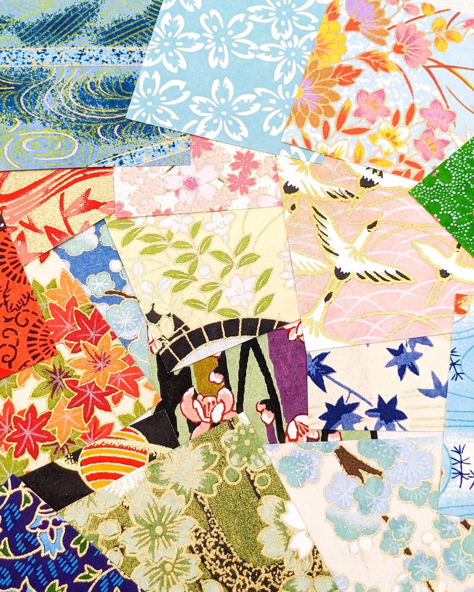 Assorted MINI SMALL Origami Paper Washi Paper Yuzen Paper Chiyogami ...
