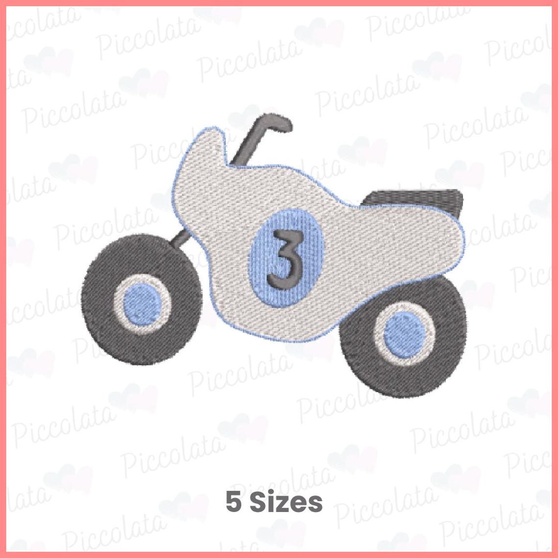 Motorcycle Embroidery Design | Cute Numbered Motorbike Pattern for Kids ...