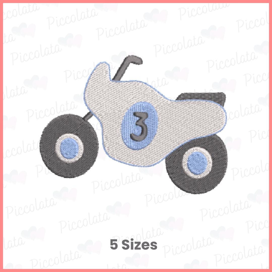 Motorcycle Embroidery Design | Cute Numbered Motorbike Pattern for Kids ...