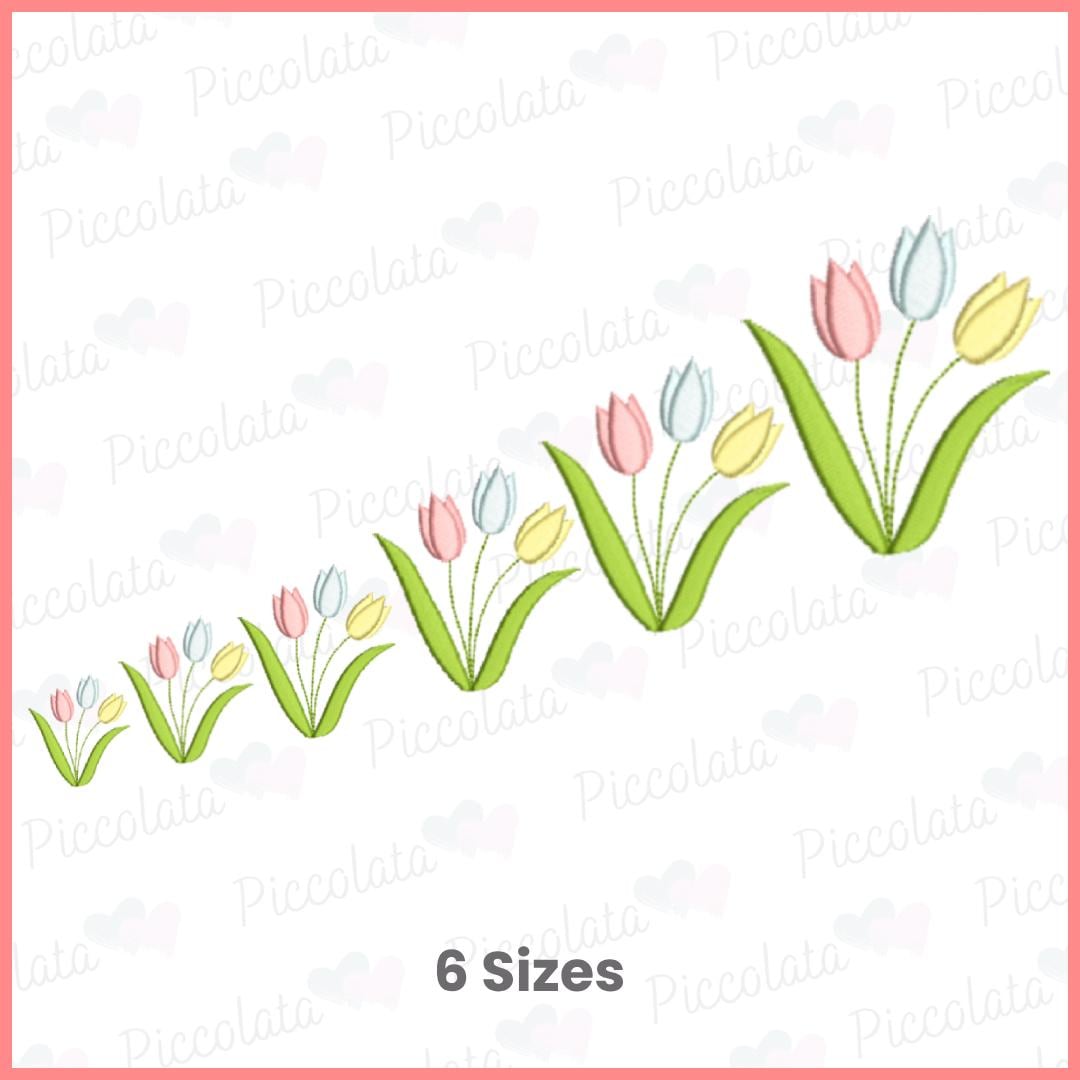 Mini Tulip Embroidery Design Set in 6 Sizes | Delicate Floral Pattern ...