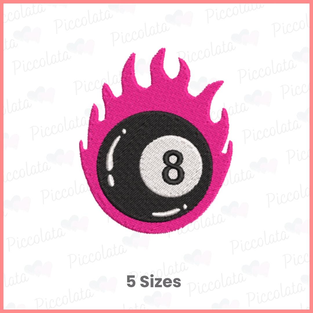 Flaming 8 Ball Embroidery Design | Billiards & Rockabilly Patch | Retro ...