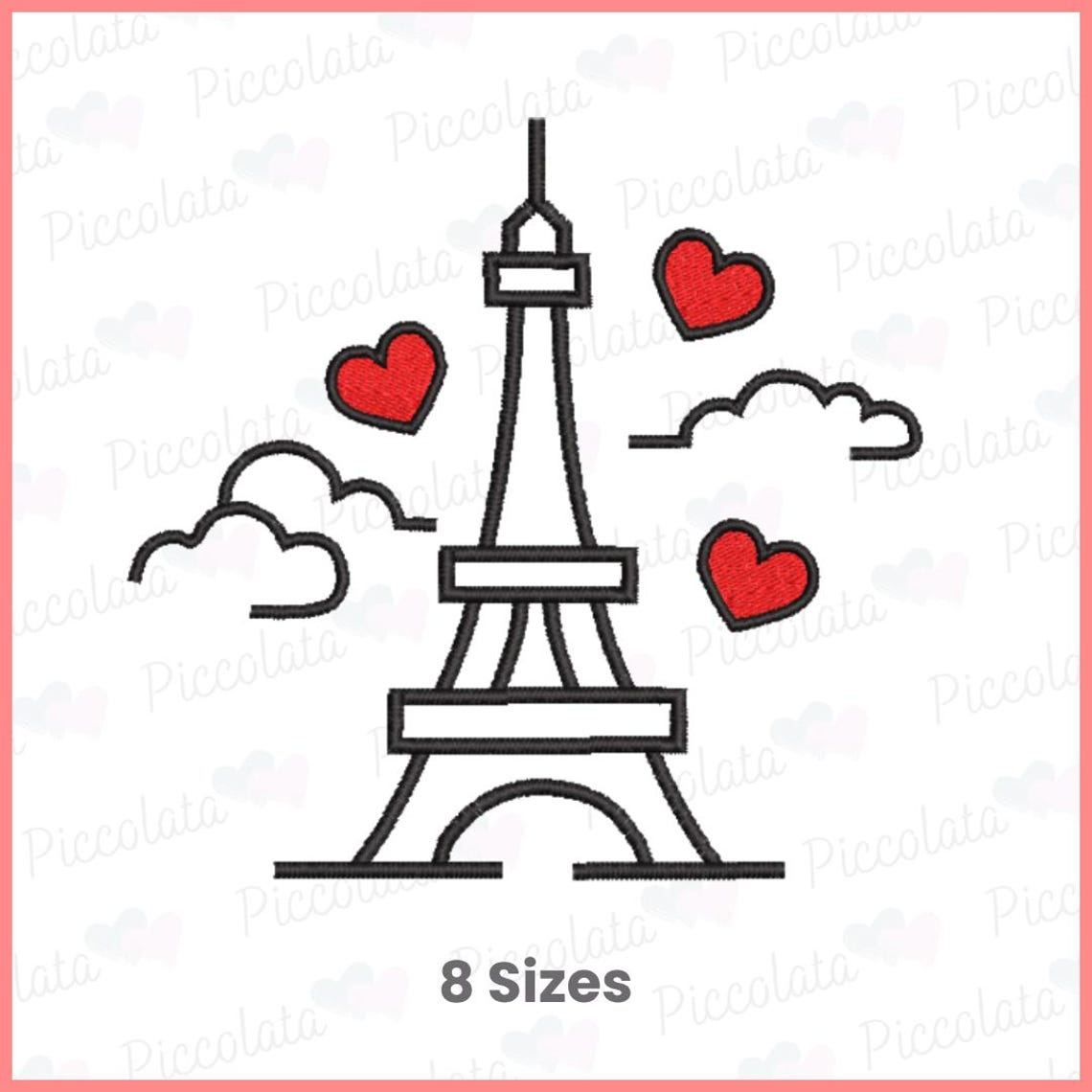 Romantic Eiffel Tower Embroidery Design | Paris-themed Pattern With ...