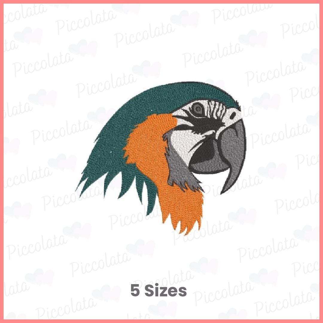 Macaw Parrot Machine Embroidery Design, Tropical Bird Head for Cushion ...