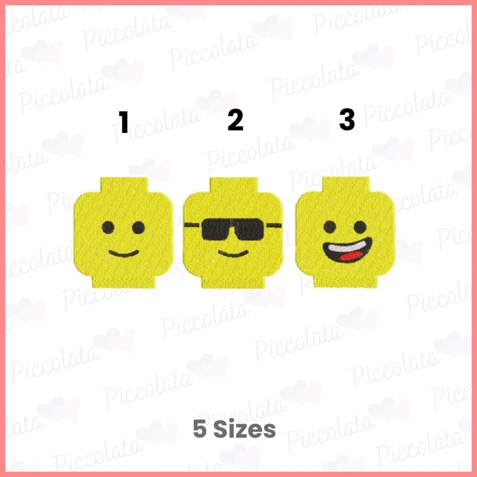 Building Blocks Head Embroidery Design Bundle, Faces Happy Sunglasses ...