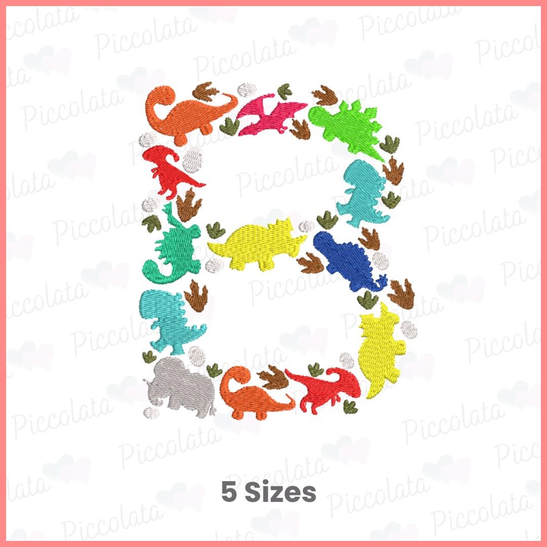 Dinosaur Letter B Embroidery Design – Kids Alphabet Machine Embroidery ...
