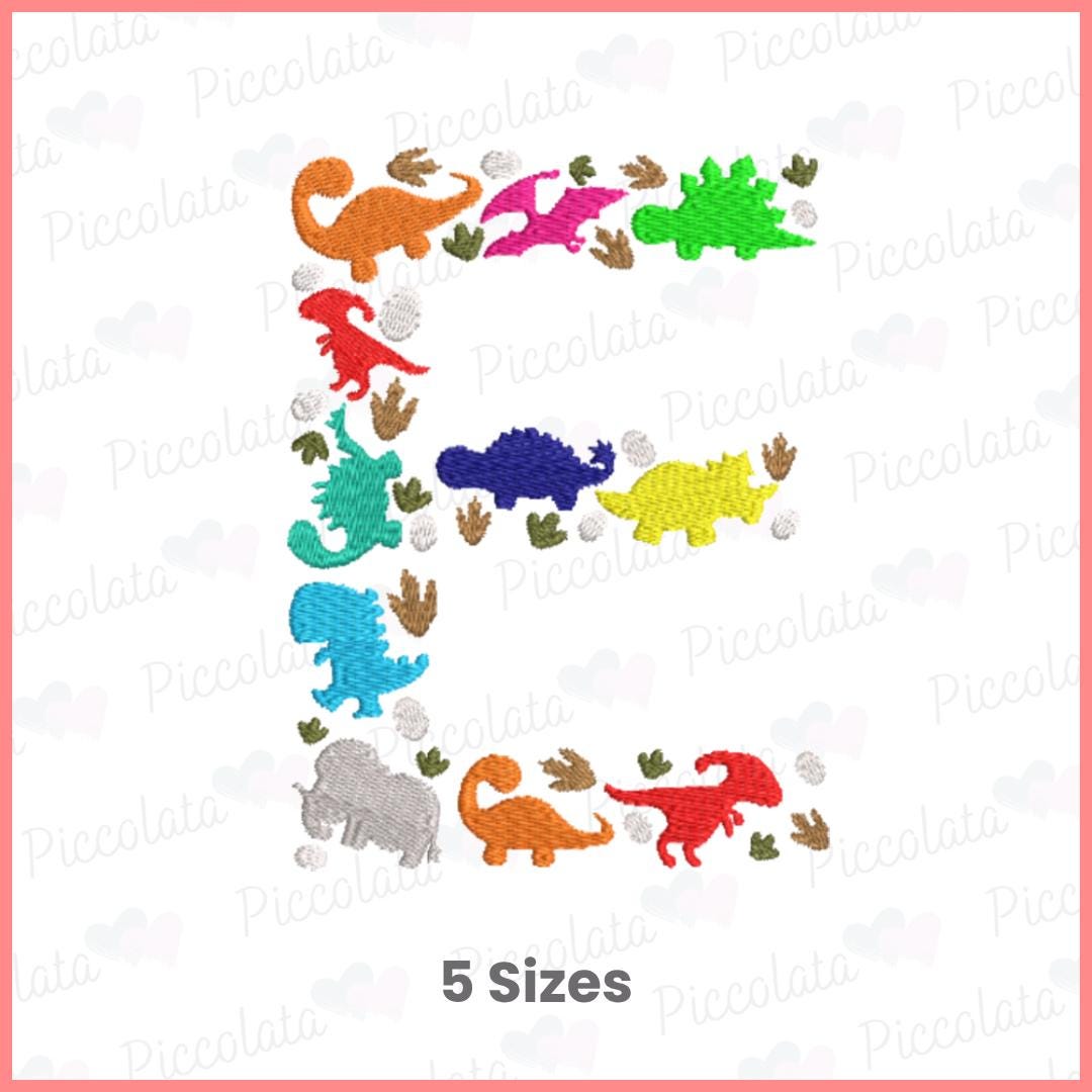 Dinosaur Letter E Embroidery Design – Kids Alphabet Machine Embroidery ...