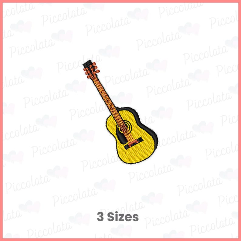 Acoustic Guitar Machine Embroidery Design, Music Instrument Embroidery ...