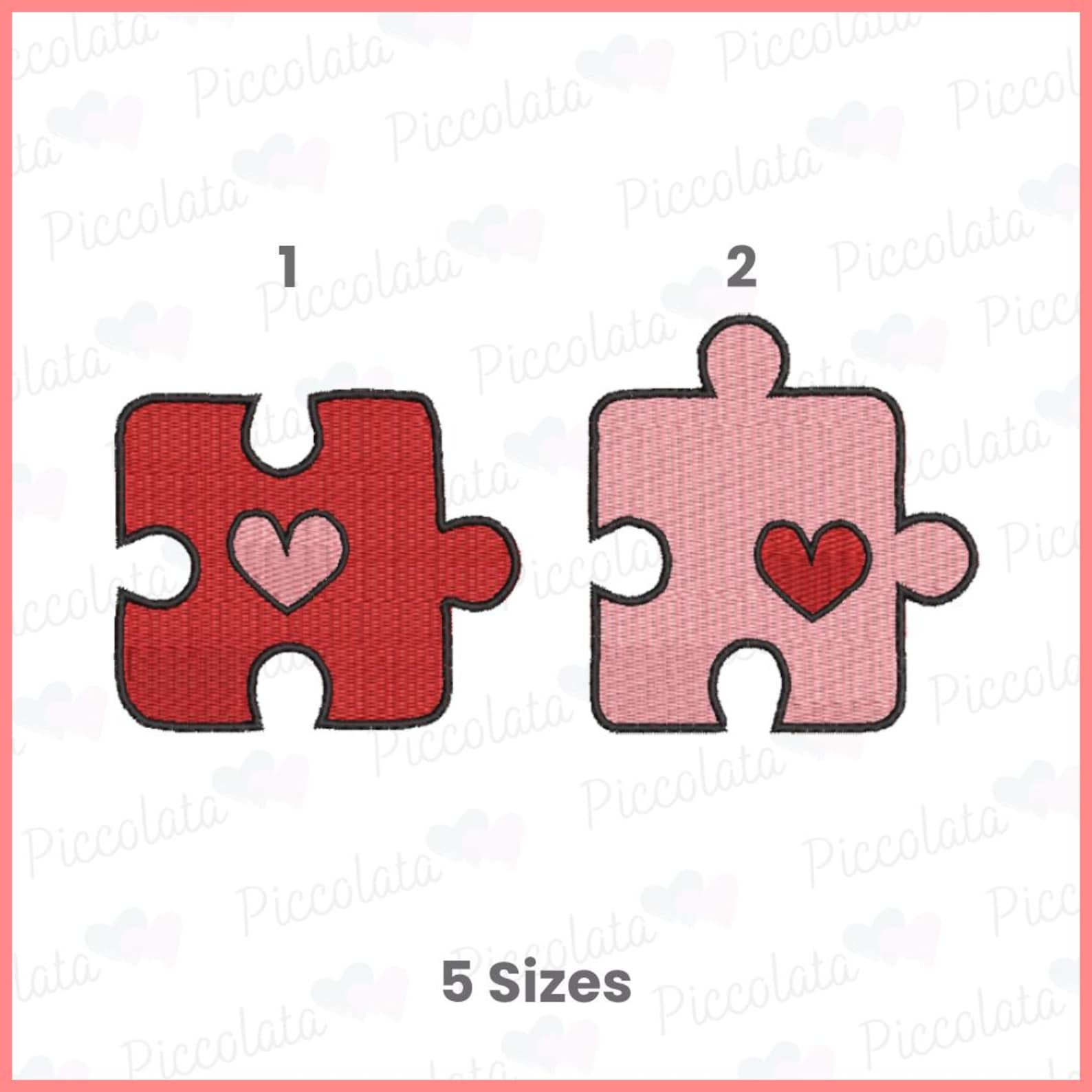 Valentine’s Day Embroidery Design – Puzzle Piece With Heart – Perfect ...