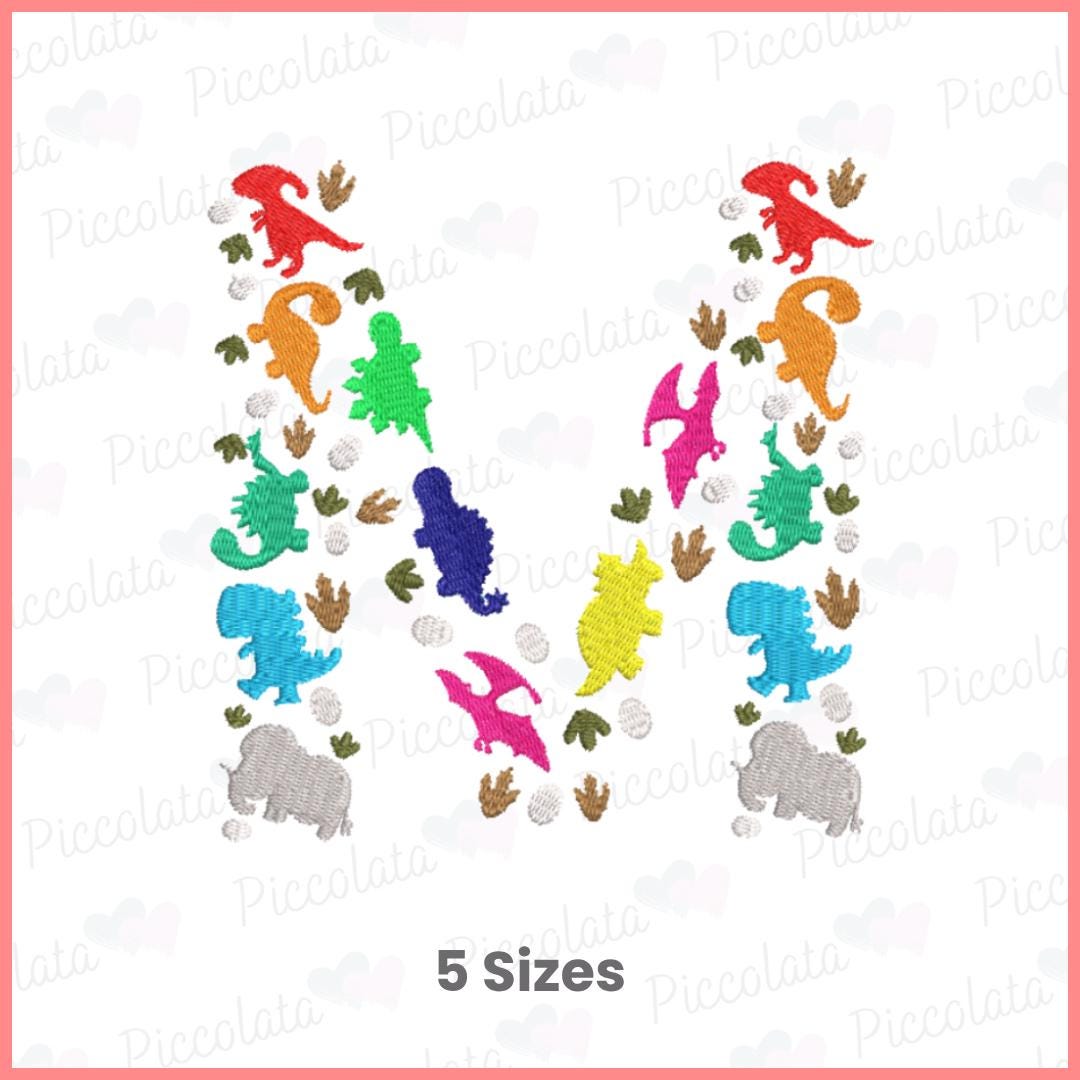 Dinosaur Letter M Embroidery Design – Kids Alphabet Machine Embroidery ...