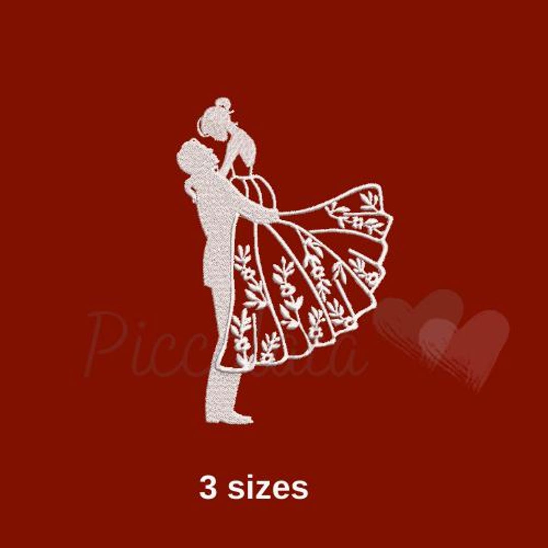 Romantic Bride and Groom Embroidery Design Perfect for Wedding Napkins ...