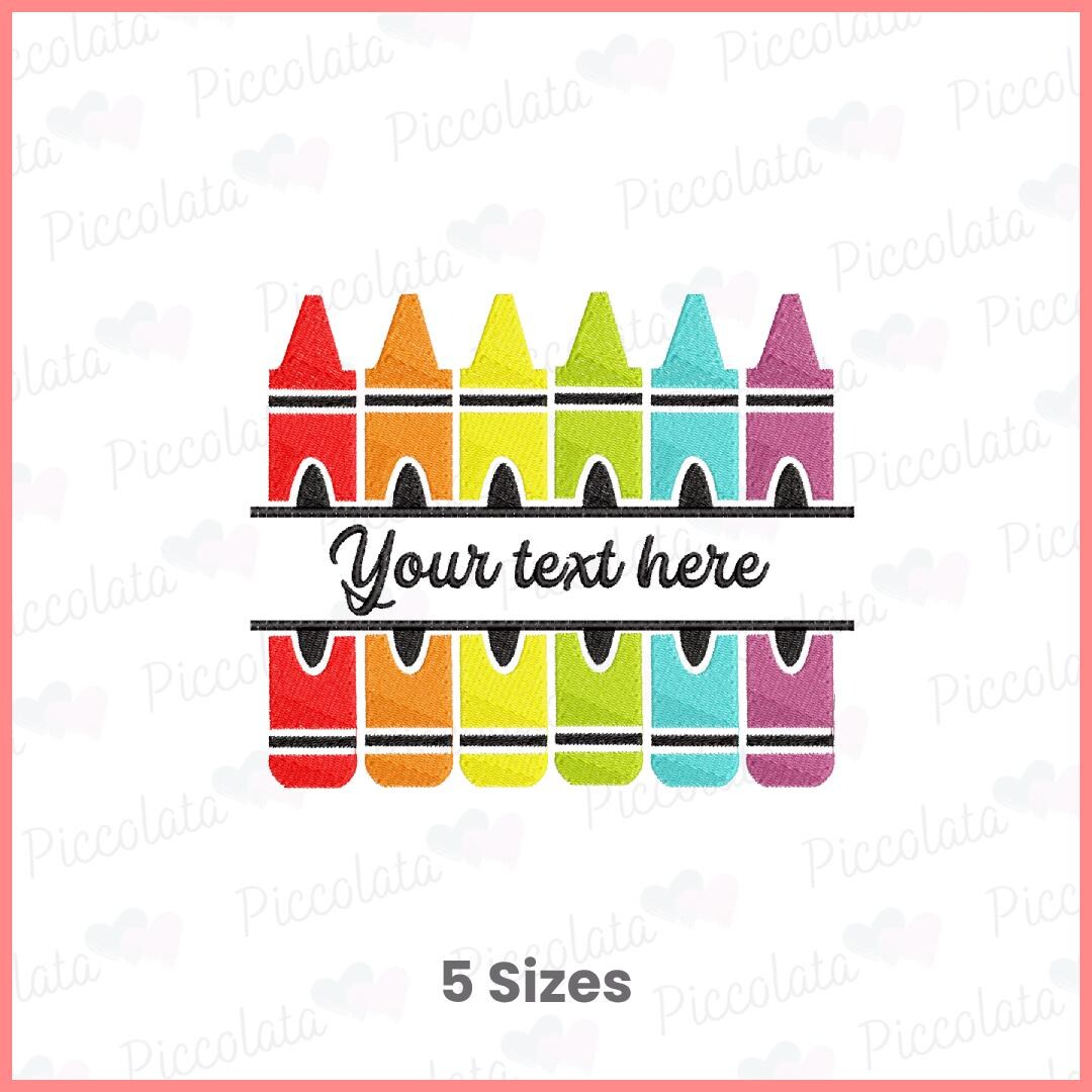 Colorful Crayon Embroidery Design | Customizable Back-to-school Pattern ...