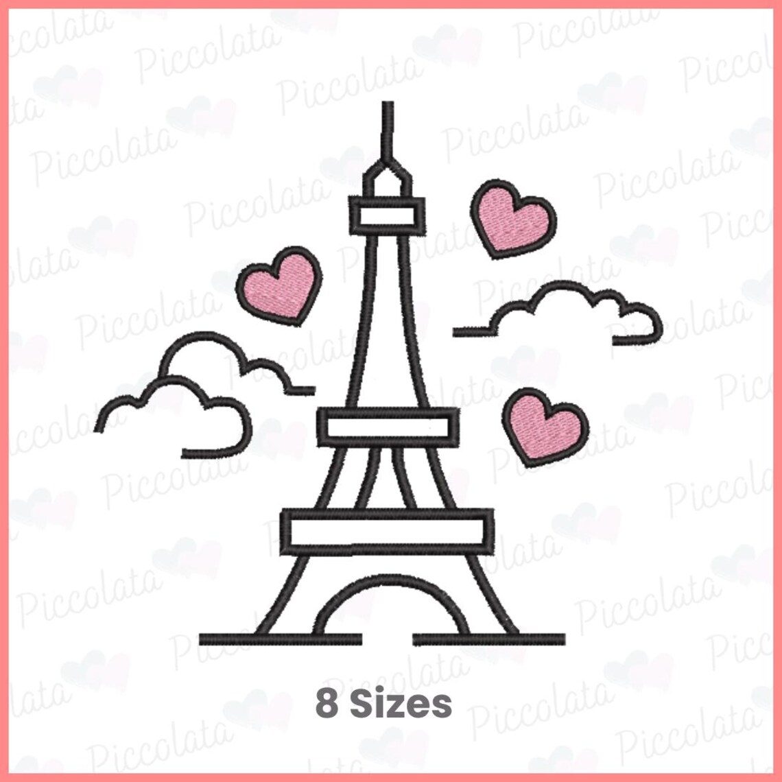 Romantic Eiffel Tower Embroidery Design | Paris-themed Pattern With ...