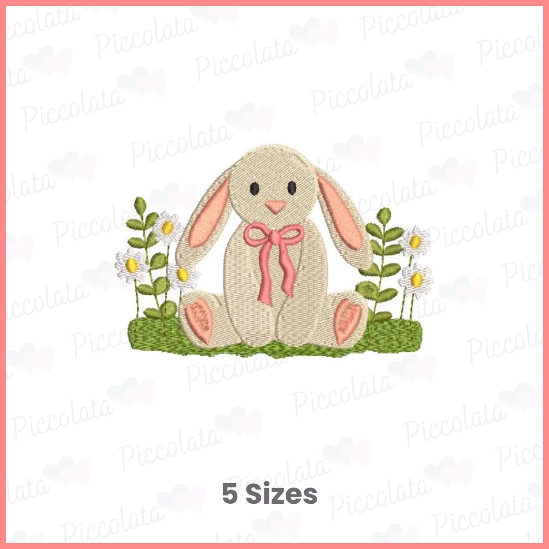 Cute Baby Bunny Embroidery Design, Floral Rabbit Machine Embroidery ...