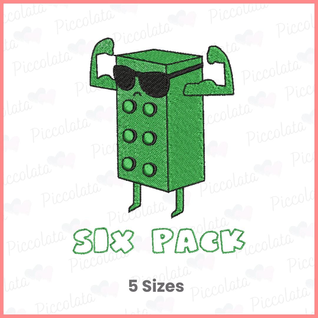 Lego-inspired Six Pack Embroidery Design | Fun Brick Character With ...