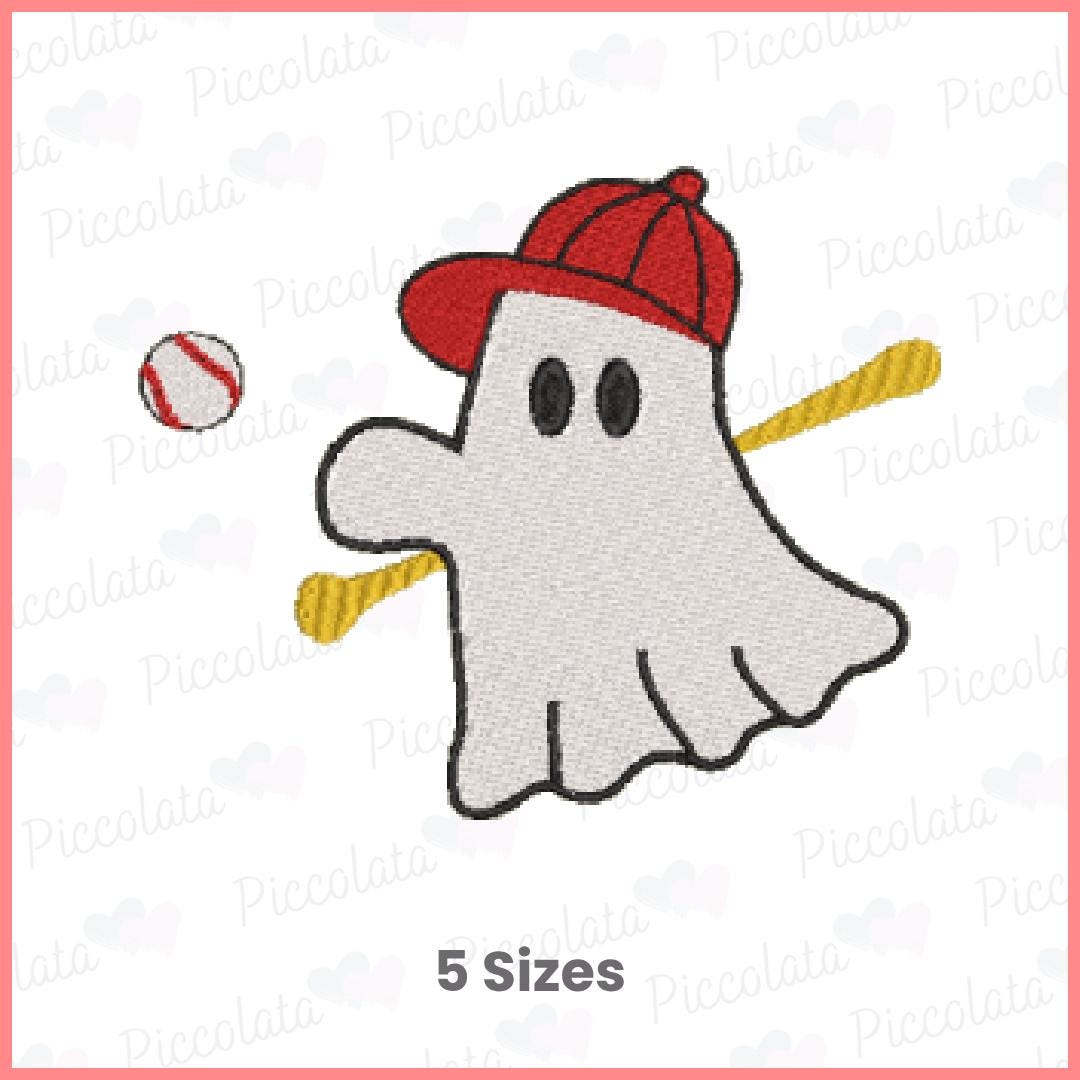 Ghost Playing Baseball Embroidery Design / Ghost Embroidery Design ...