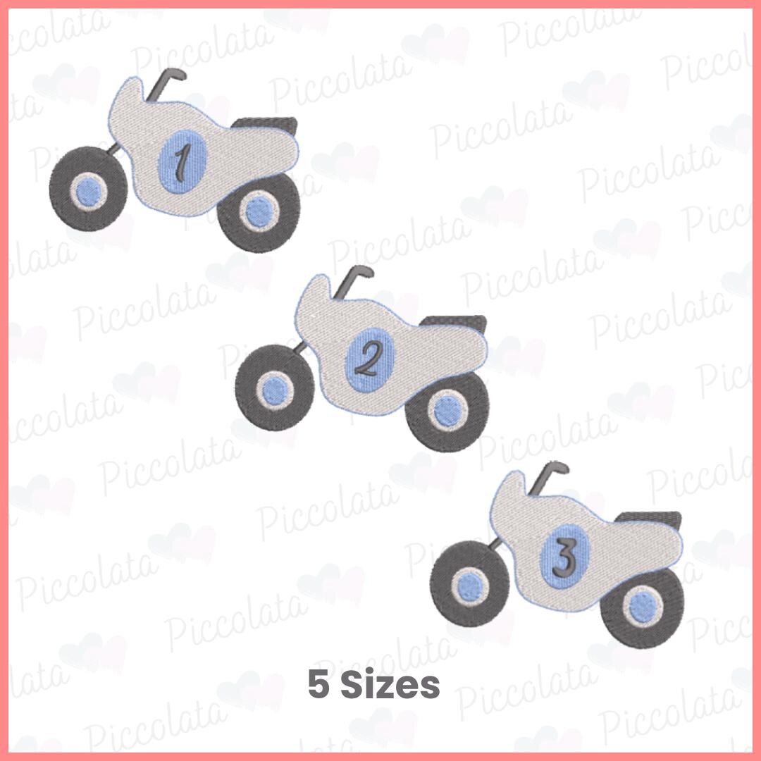 Motorcycle Embroidery Design | Cute Numbered Motorbike Pattern for Kids ...