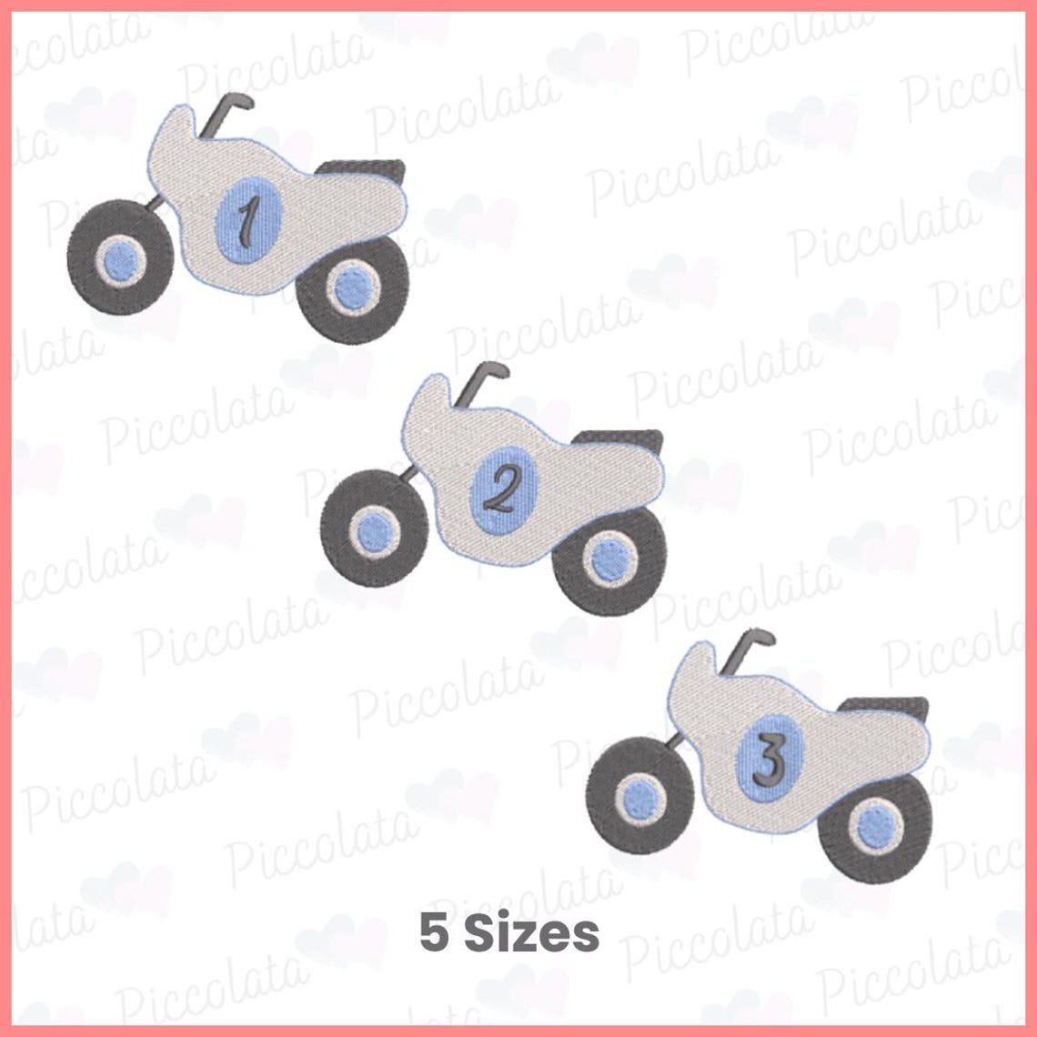 Motorcycle Embroidery Design | Cute Numbered Motorbike Pattern for Kids ...
