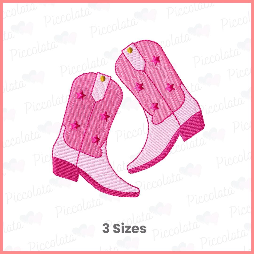 Pink Cowgirl Boots Embroidery Design | Western Boot Embroidery Pattern ...