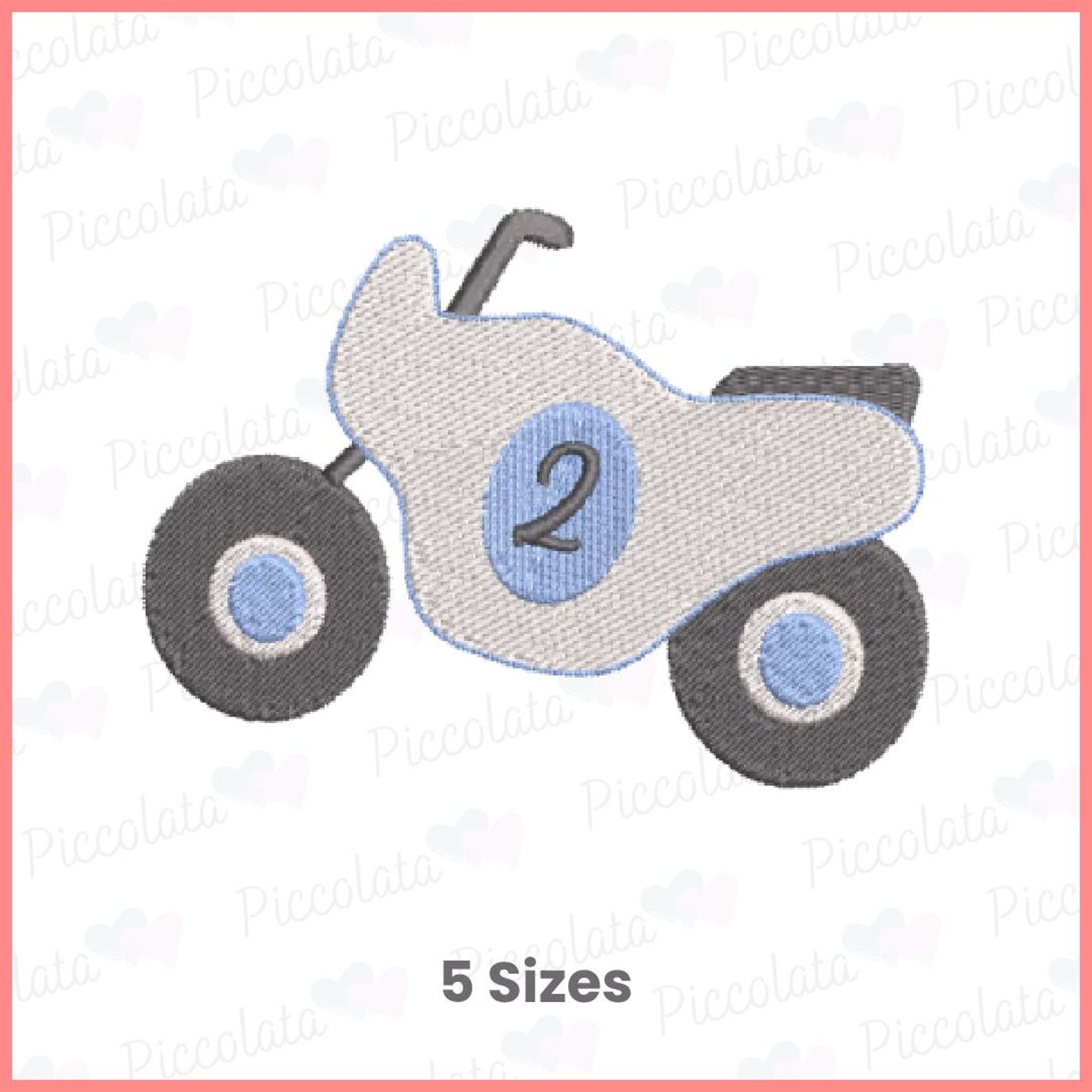 Motorcycle Embroidery Design | Cute Numbered Motorbike Pattern for Kids ...