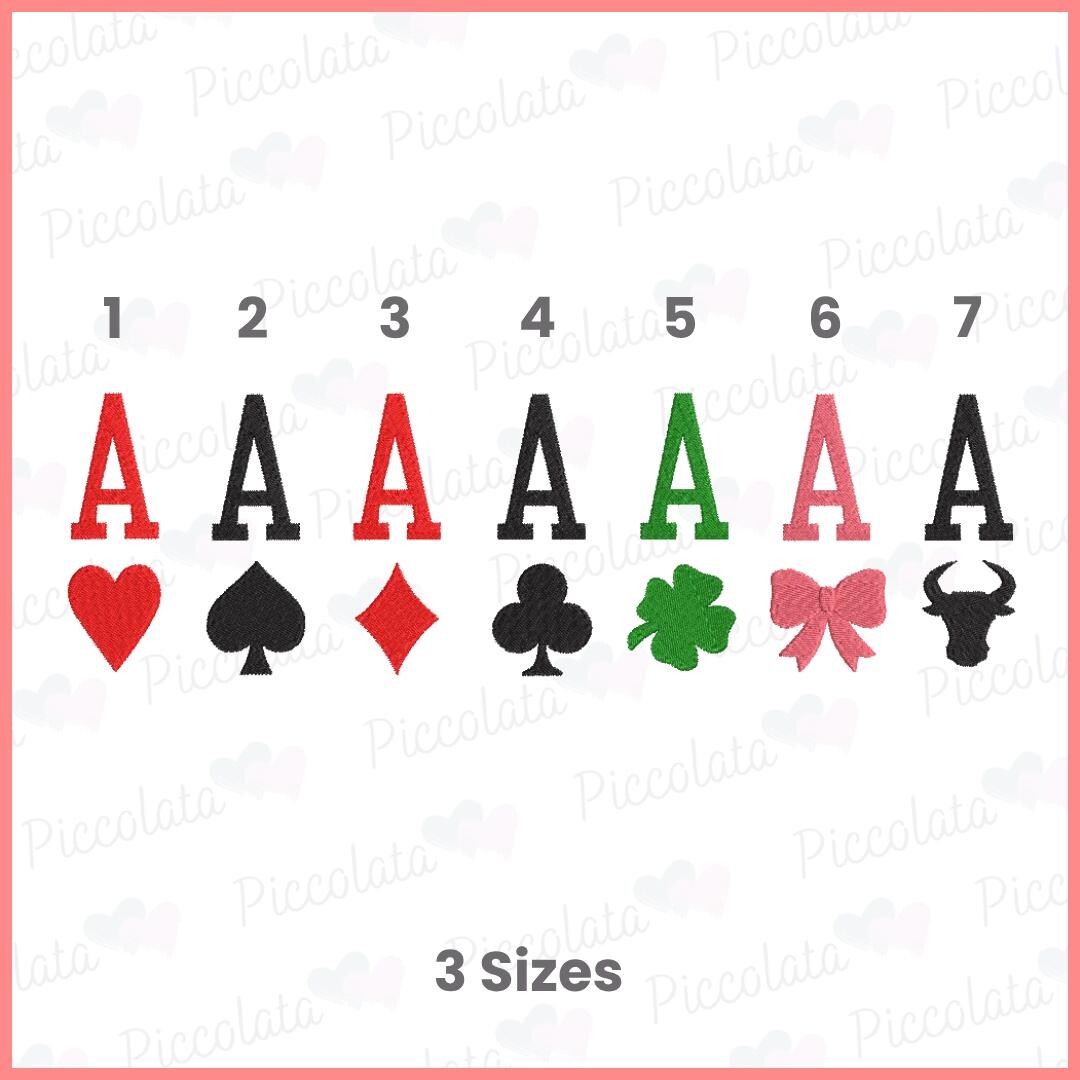 Ace Embroidery Design Set | 7 Unique Playing Card Suit Letters | Poker ...
