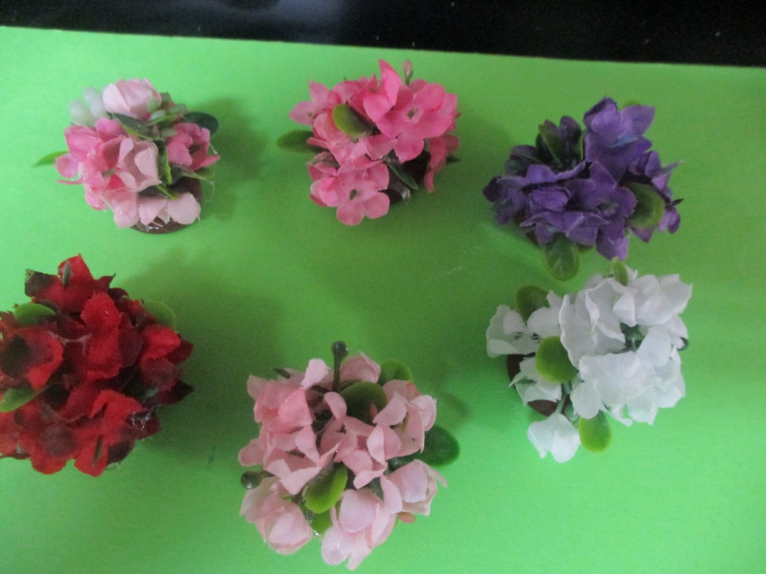 Miniature Doll/dollhouse/diorama Set of Six Tiny 1h Azalea Bushes/silk ...