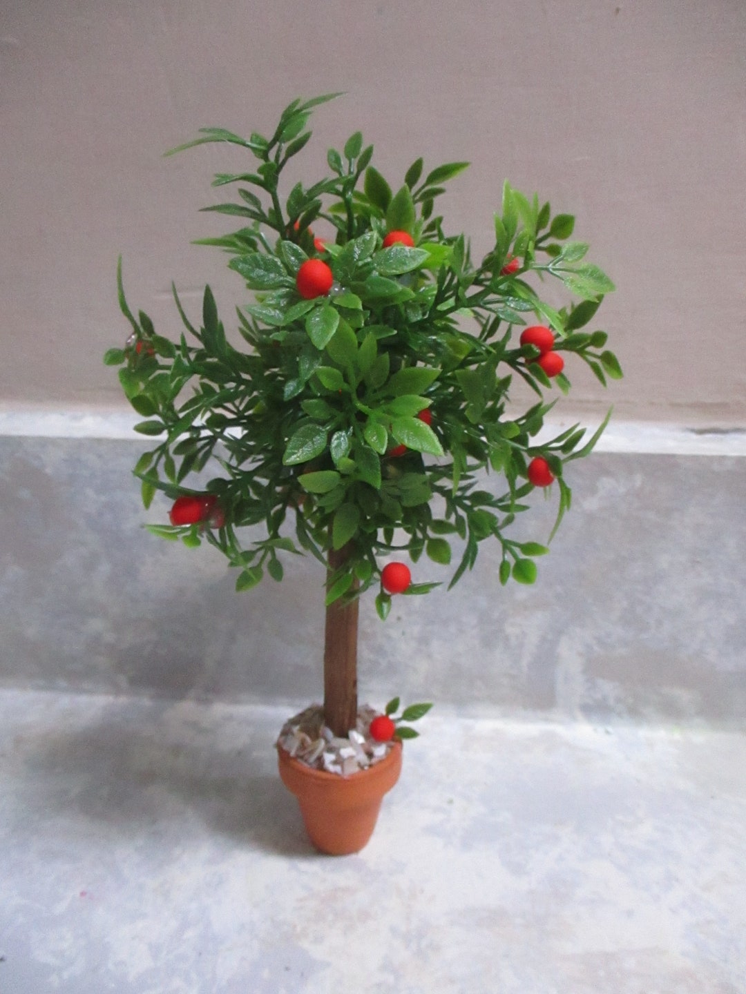 Miniature Doll/dollhouse 7"h Apple Tree/terra Cotta Clay Pot/polymer ...