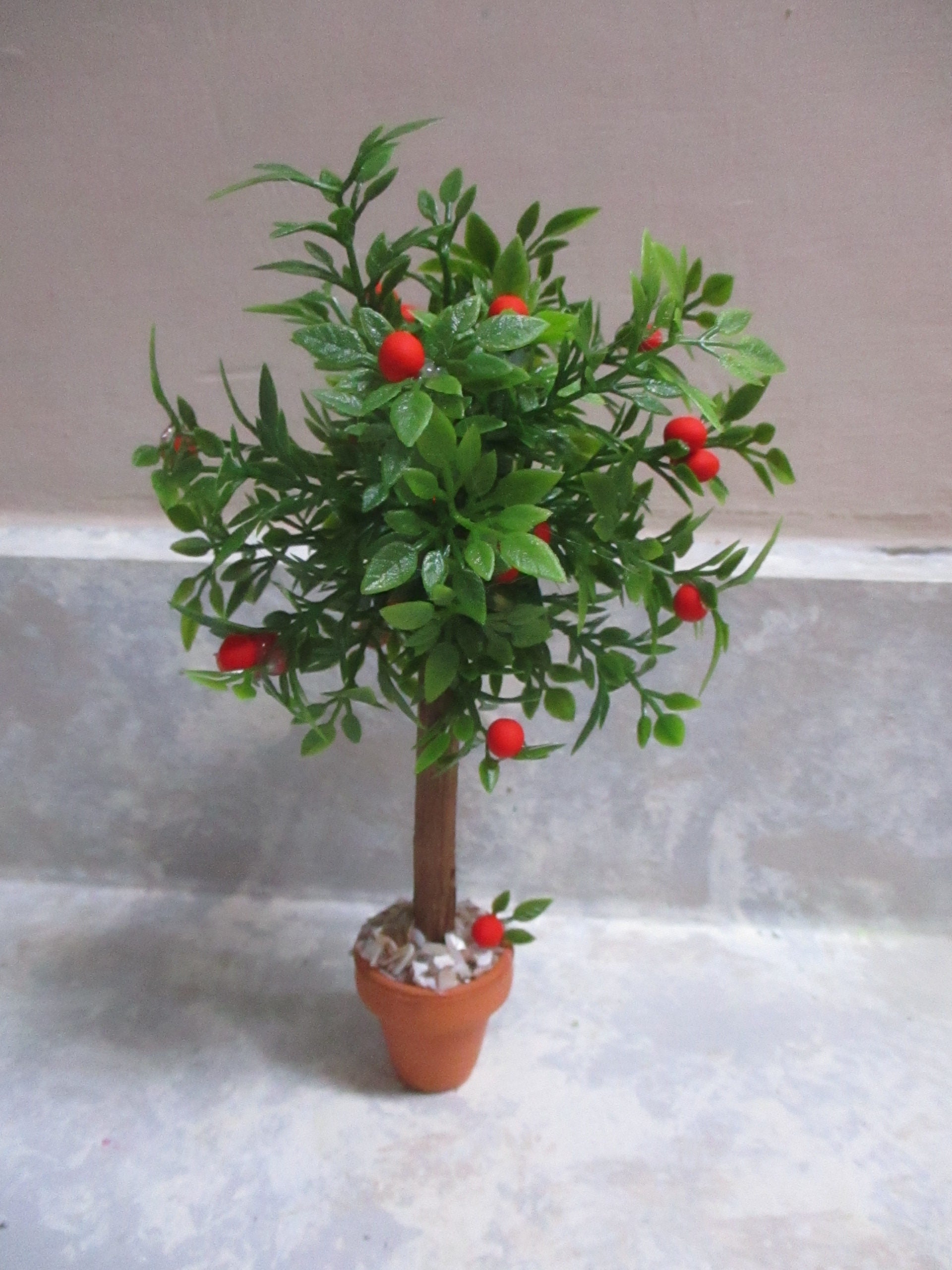 Miniature Doll/dollhouse 7"h Apple Tree/terra Cotta Clay Pot/polymer ...