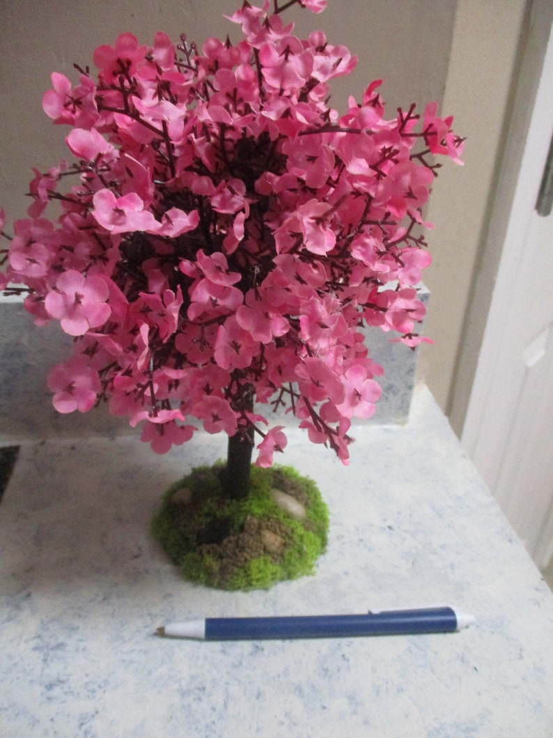 Miniature Cherry Blossom Tree: 9" Dollhouse Diorama With Moss - Etsy