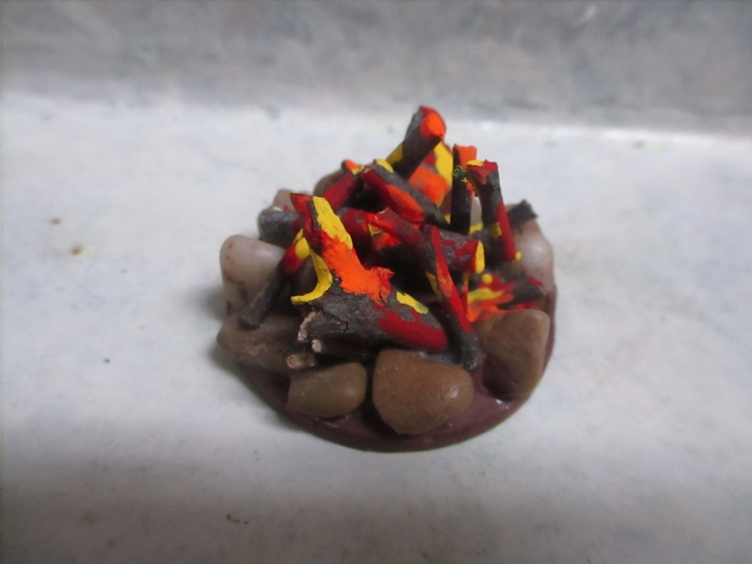 Handcrafted Dollhouse Campfire: Miniature Wood Fire Pit (1"h X 1 1/2"w ...